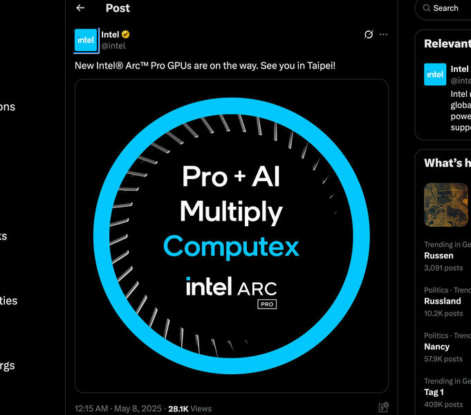 Intel Arc Pro B60: Battlemage-Grafikkarte mit 24 GB Speicher auf der ...