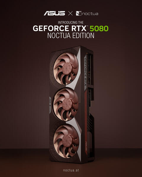 ASUS GeForce RTX 5080 Noctua Edition kommt mit drei 120-mm-Lüftern und soll leise sein